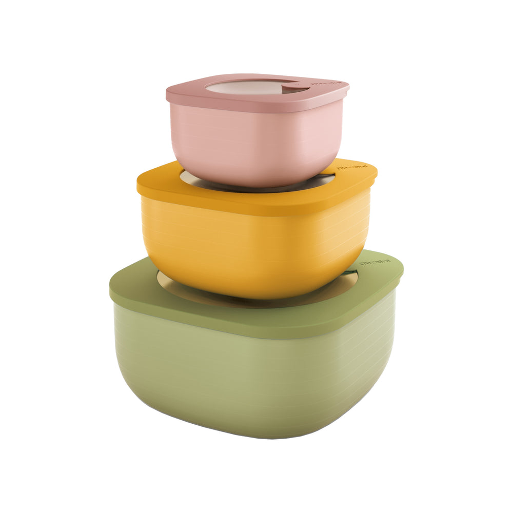 SET 3 SHALLOW CONTAINERS 'STORE&MORE BIO' "FOOD STORAGE"
